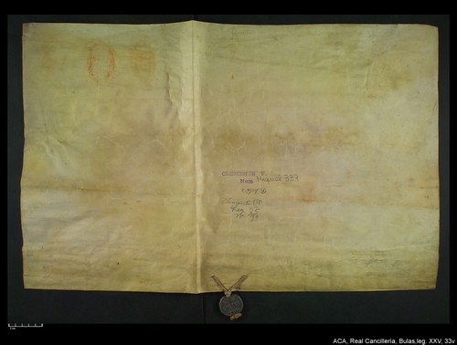 Cancillería,bulas_pontificias,legajo_XXV,nº33/ Letras ejec...